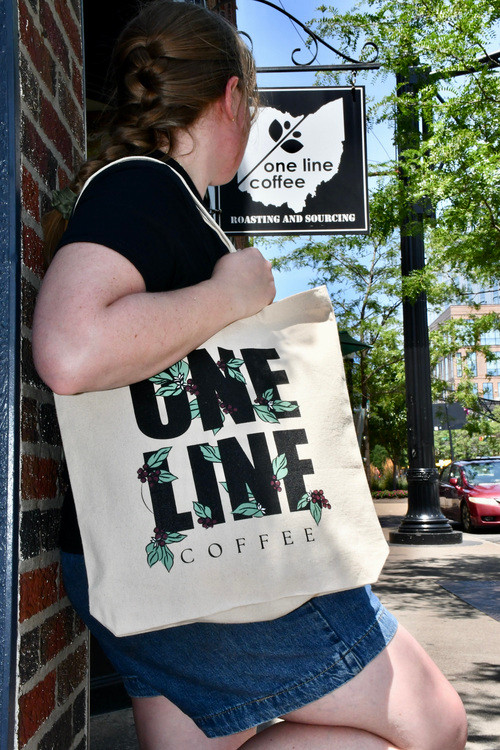 OLC Gusseted Tote (Natural w/ Black lettering) - One Line Coffee